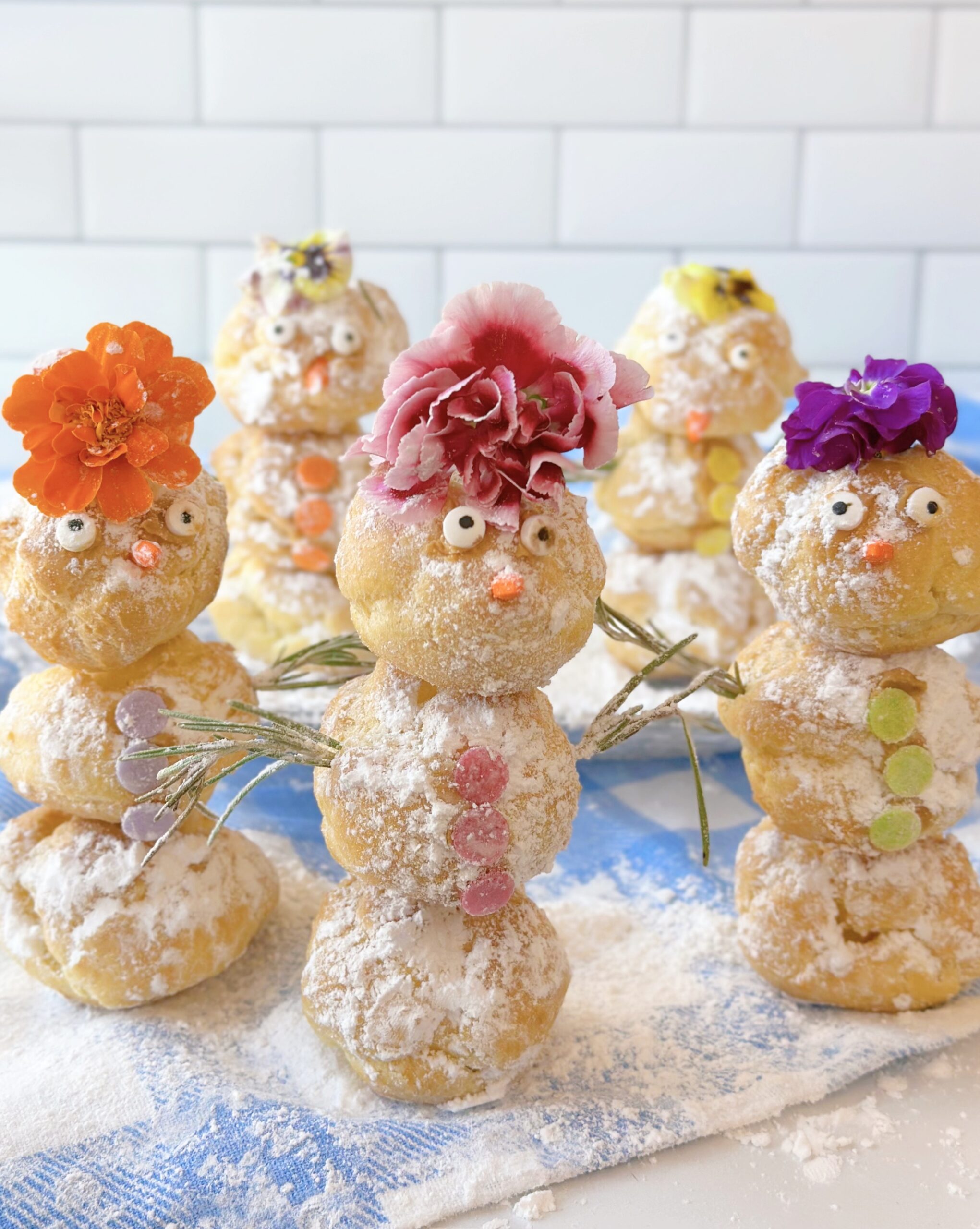 Chantilly Cream Filled Cream Puff Snowmen